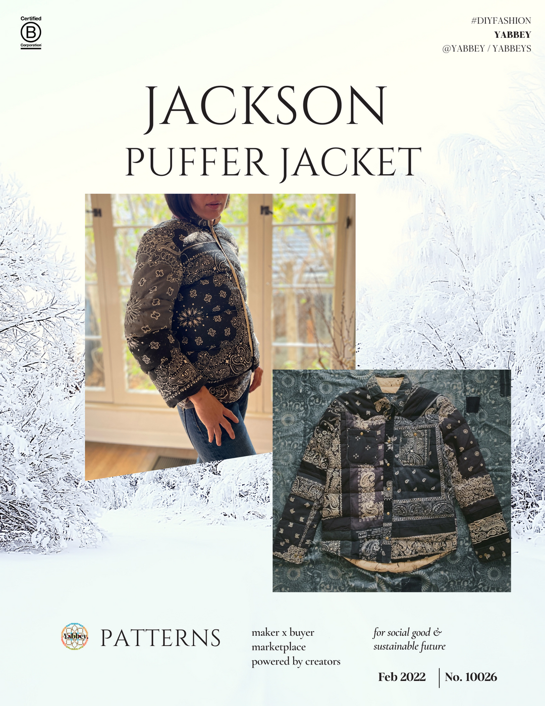 Jackson Puffer Jacket Pattern (Unisex) – Yabbey